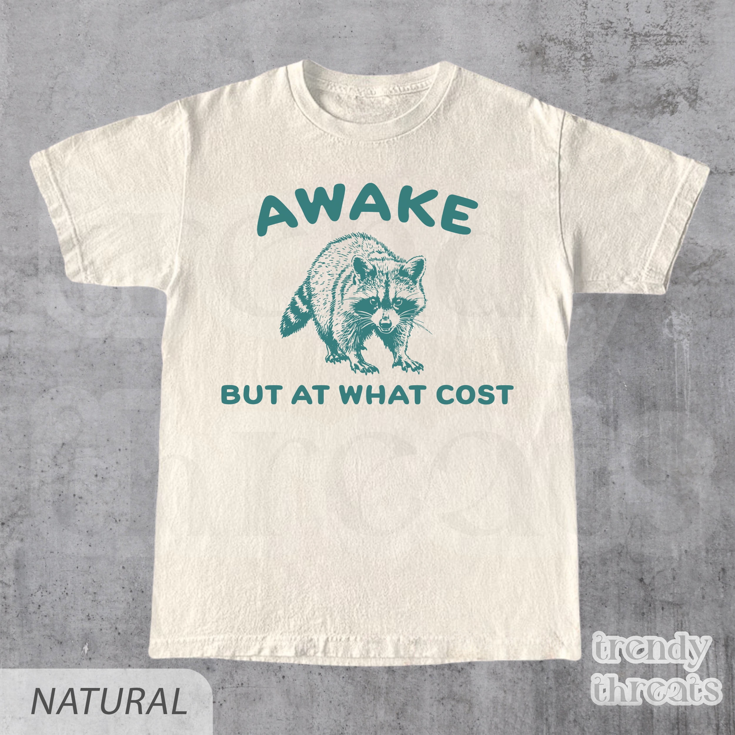 Awake But At What Cost T-Shirt • Retro Funny Raccoon T Shirt • Trash ...