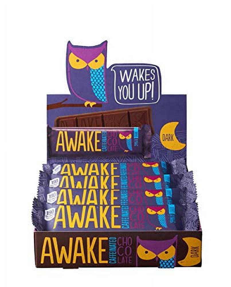 Awake Gluten Free Caffeinated Chocolate Bars Dark Chocolate 12 ea Pack ...