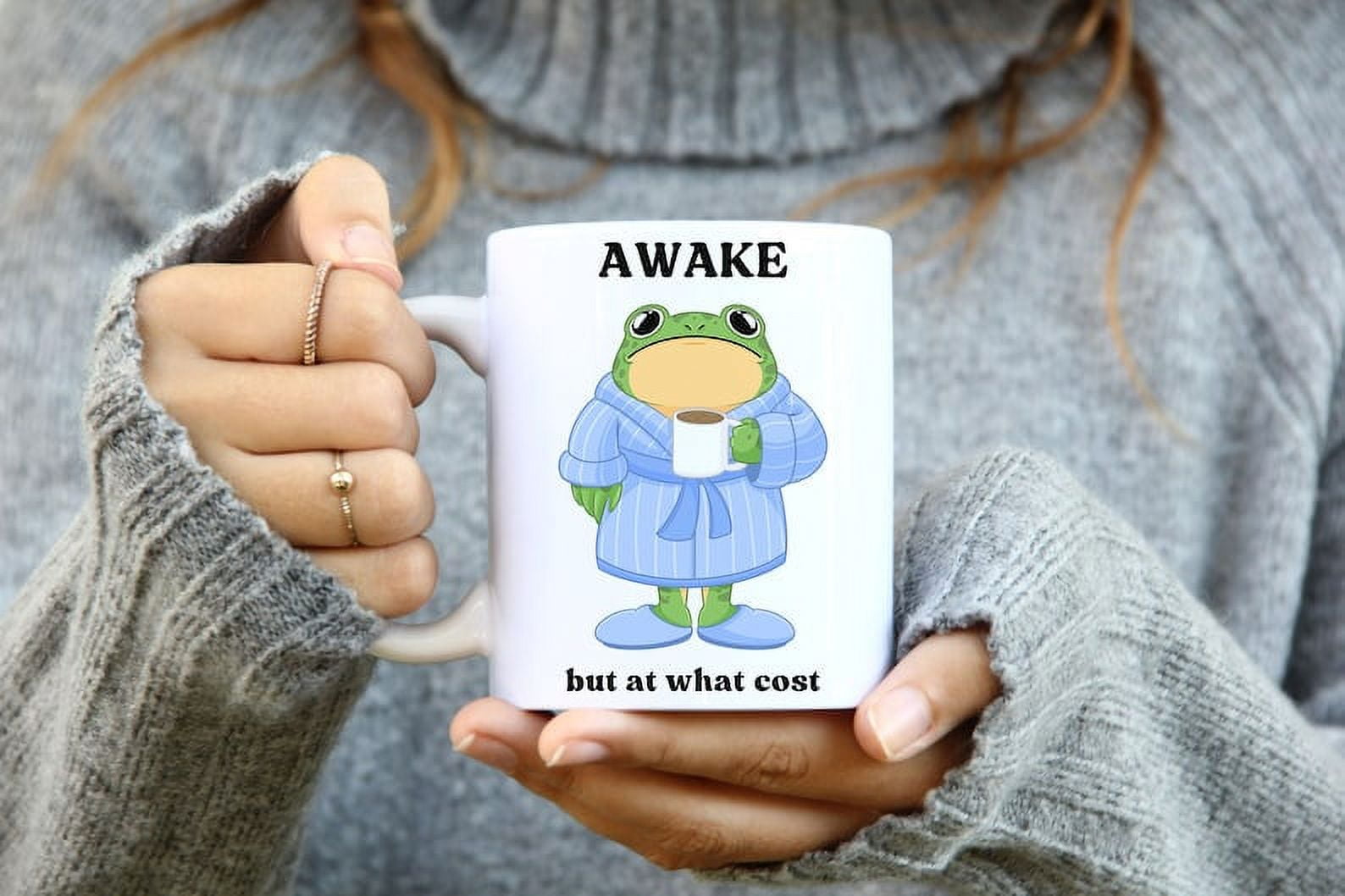 Awake but at what cost - Coffee mug, Funny frog mug, Sarcastic sayings ...