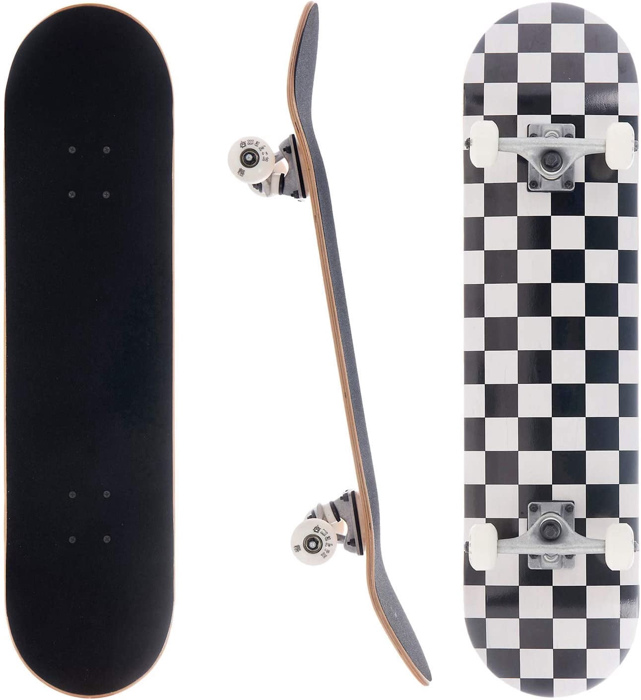 Awaken 8" Complete Skateboard (White Checkerboard) - Walmart.com
