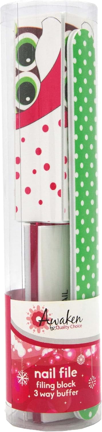 Awaken By Quality Choice Assorted Holiday Nail Care Stocking Stuffer Combo Pack - File, Buffer ...
