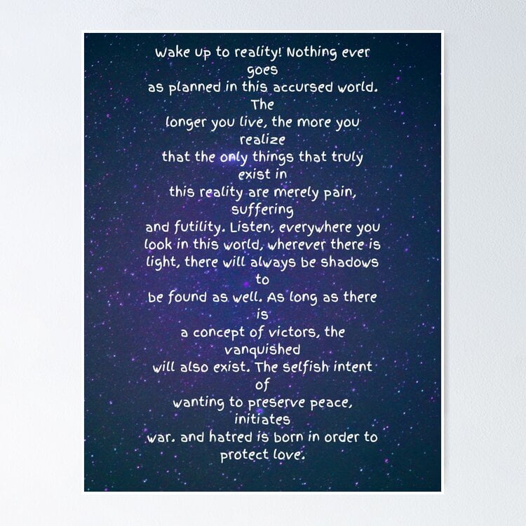 Awaken To Truth: Madara'S Anime Monologue On Reality Poster- Unframed ...