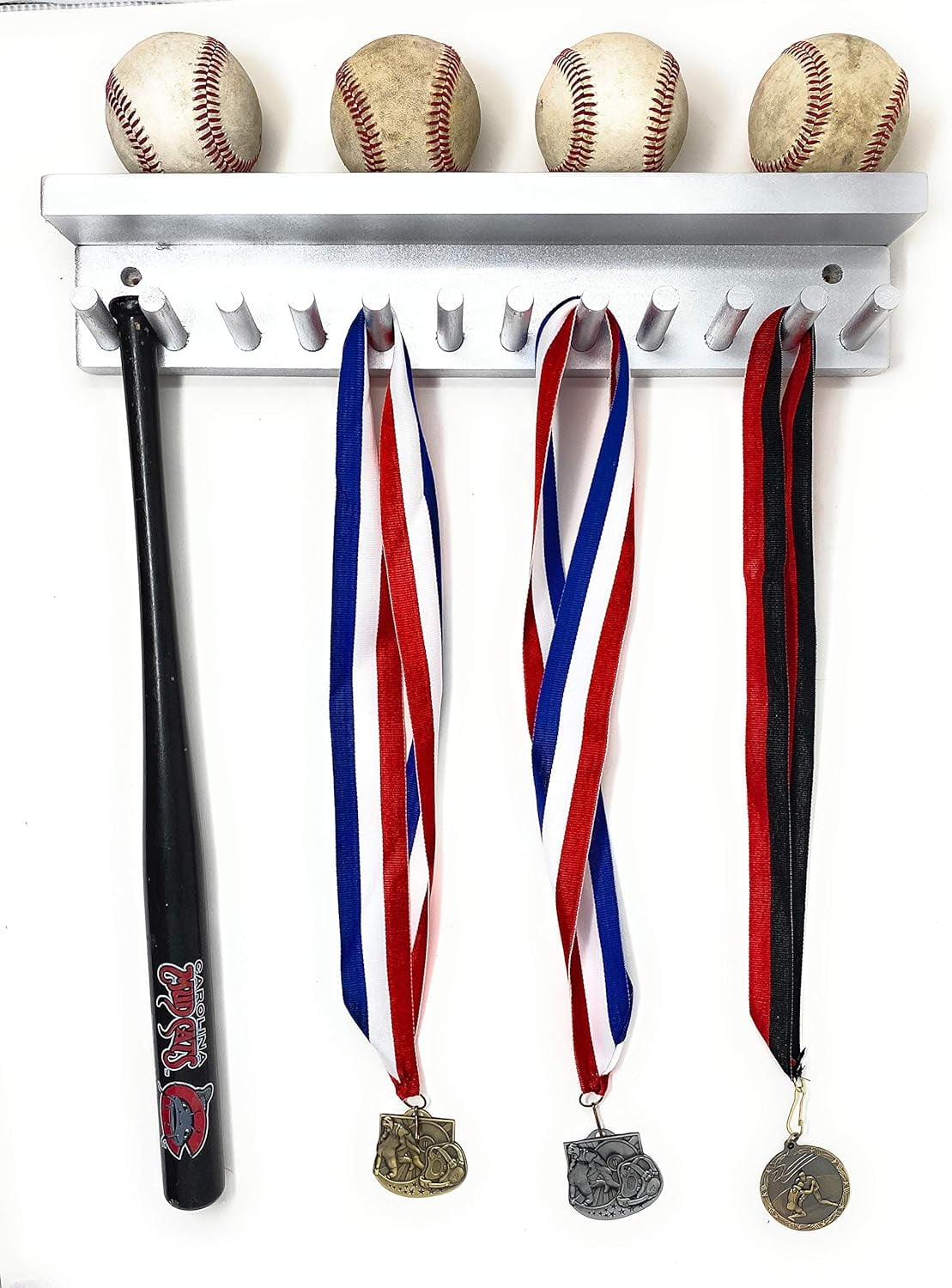 Award Medal Display Rack and Trophy Wall Shelf Medals Baseball Bat Rack ...