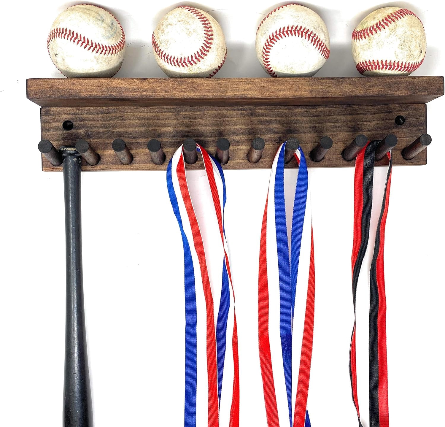 Award Medal Display Rack and Trophy Wall Shelf Medals Baseball Bat Rack ...