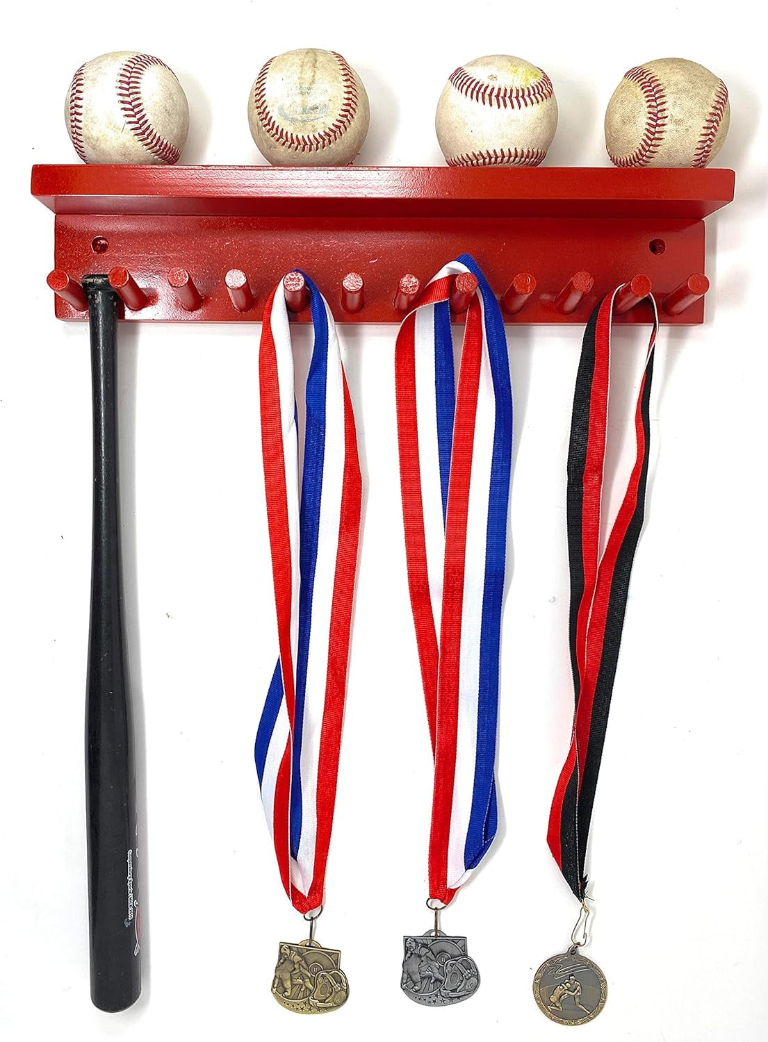 Award Medal Display Rack and Trophy Wall Shelf Medals Baseball Bat Rack ...
