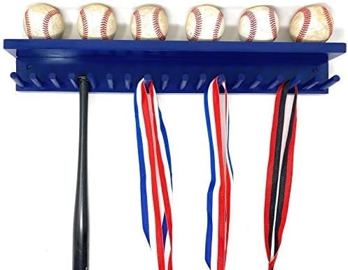 Award Medal Ribbons Display Rack and Trophy Wall Shelf 18 Medals Ball ...