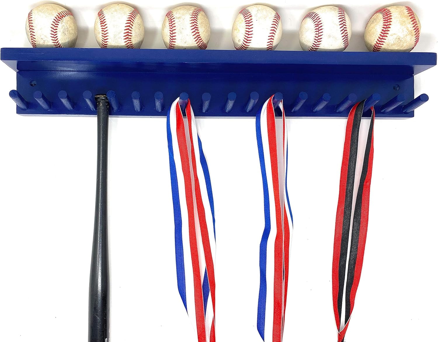 Award Medal Ribbons Display Rack and Trophy Wall Shelf 18 Medals Ball ...