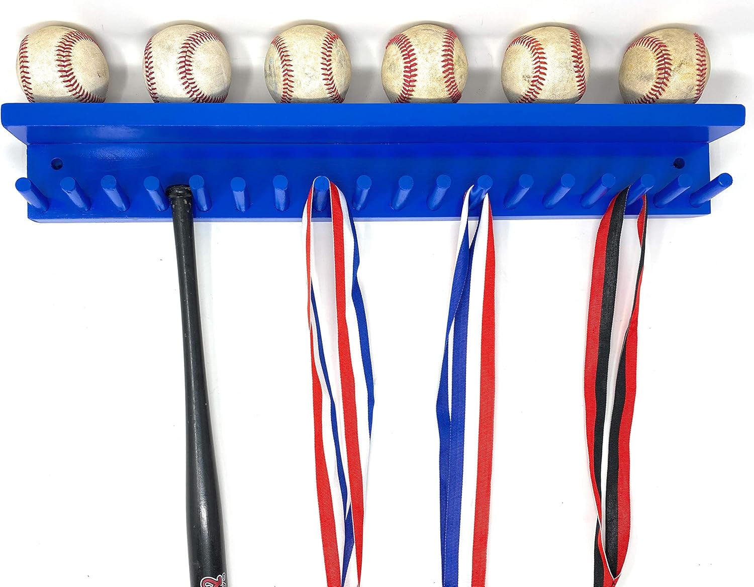 Award Medal Ribbons Display Rack and Trophy Wall Shelf 18 Medals Ball ...