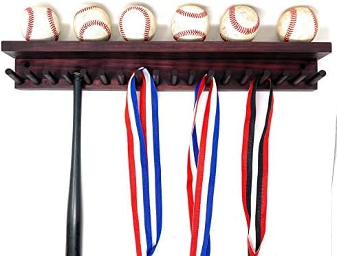 Award Medal Ribbons Display Rack and Trophy Wall Shelf 18 Medals Ball ...