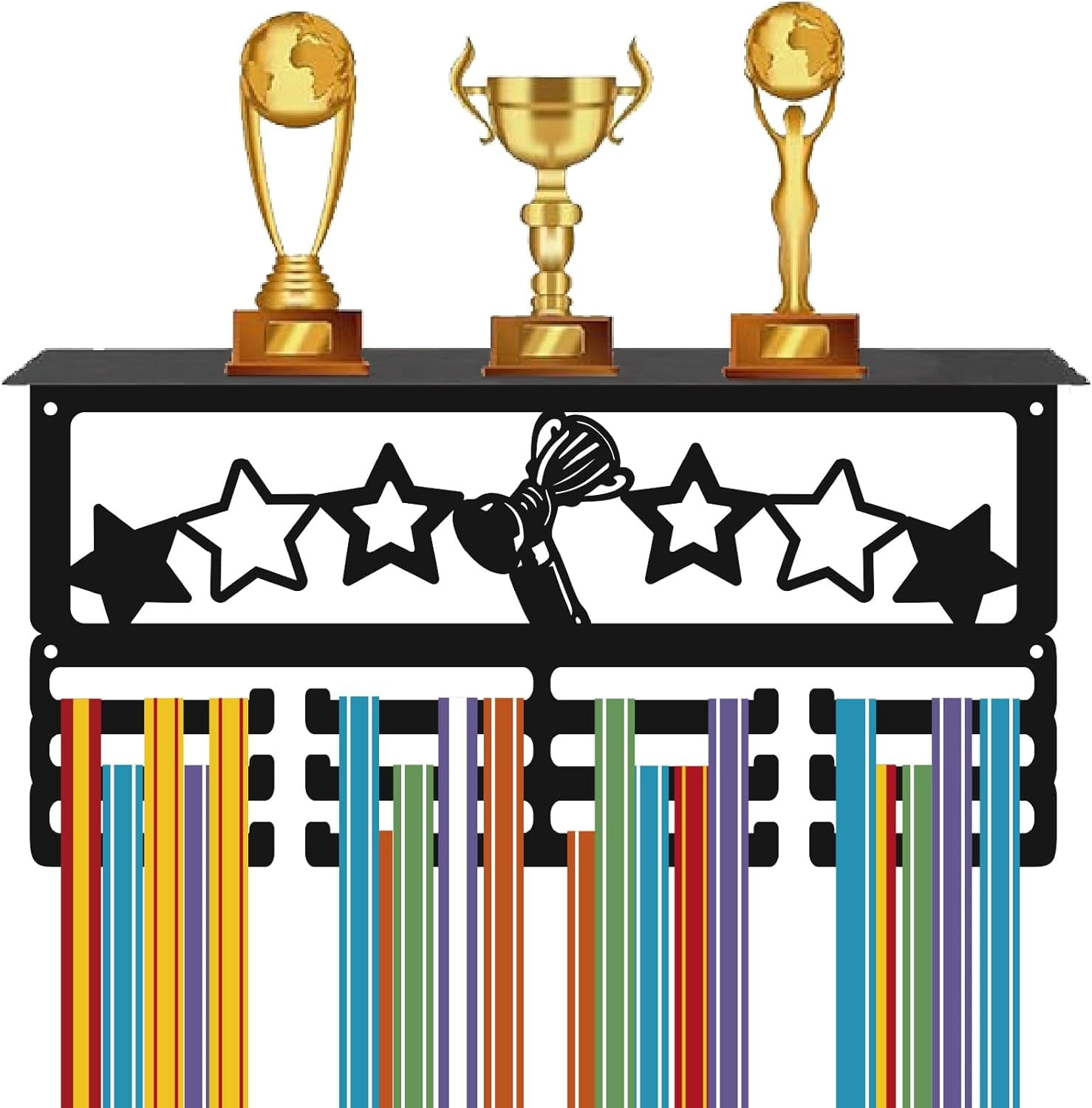 Award Ribbon Display Hanger Medal Hook with Shelf Star Trophy Pattern ...