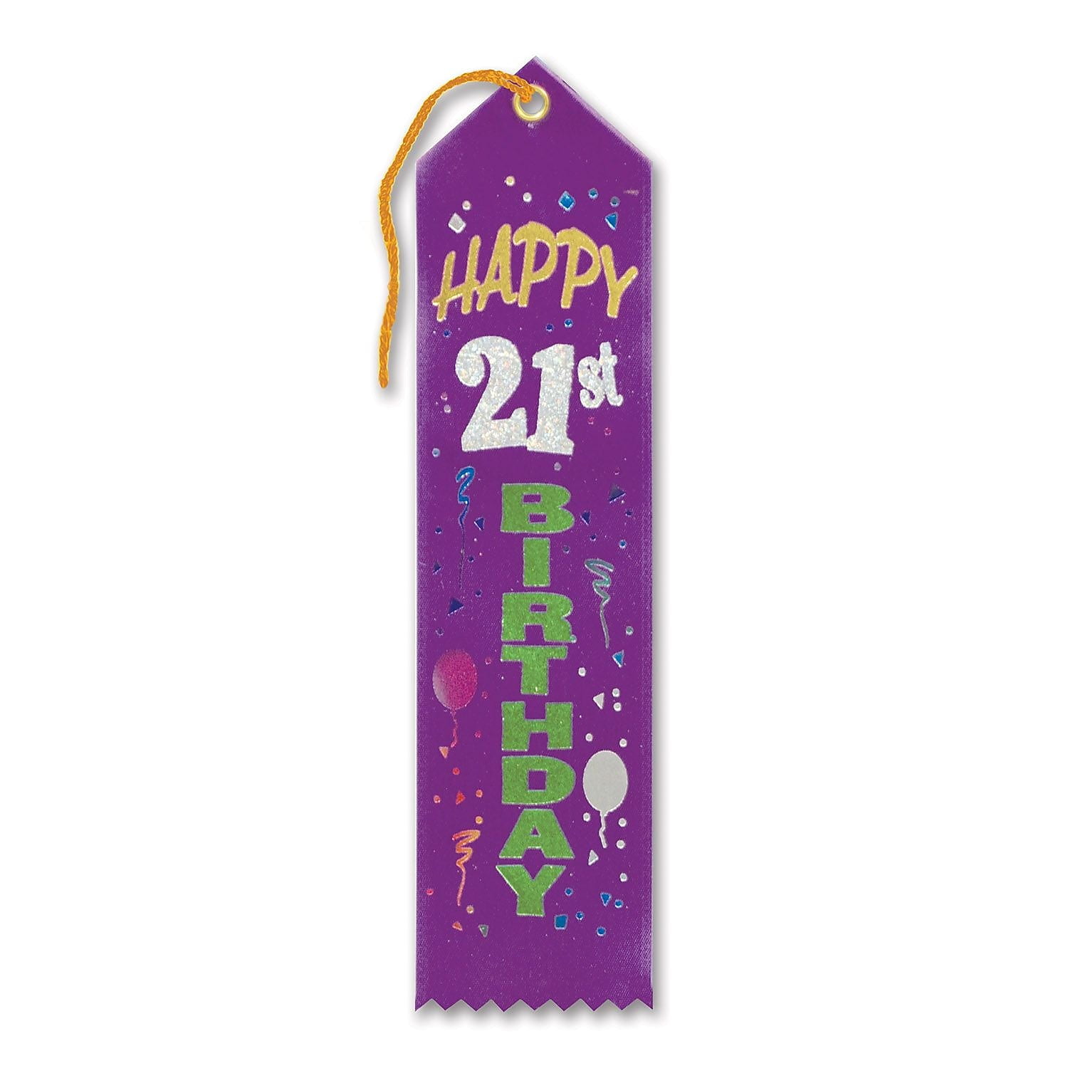 Beistle"Happy 21st Birthday" Ribbon, Purple - 1pc - Walmart.com