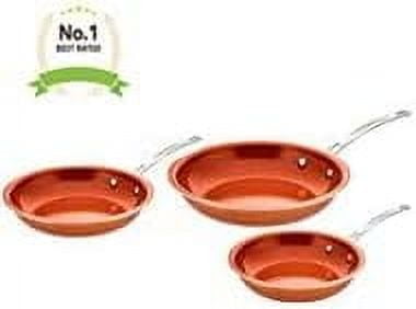 Award Winning Non Stick Copper Ceramic 3 Piece Pan Set - Round Skillet ...
