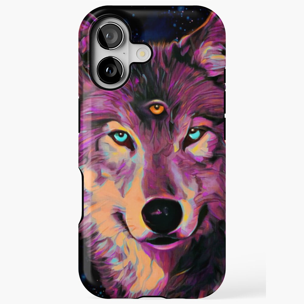 Aware Wolf Retro Cartoon Typography Artwork iPhone 17 to 11 Pro Max ...
