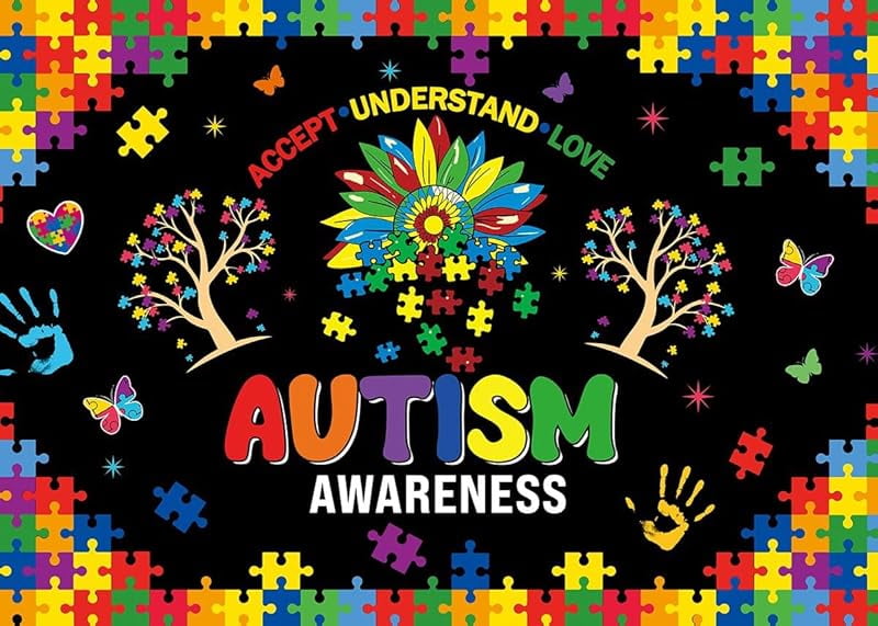 Awareness Backdrop Autism Awareness Month Banner for Photography Puzzle ...