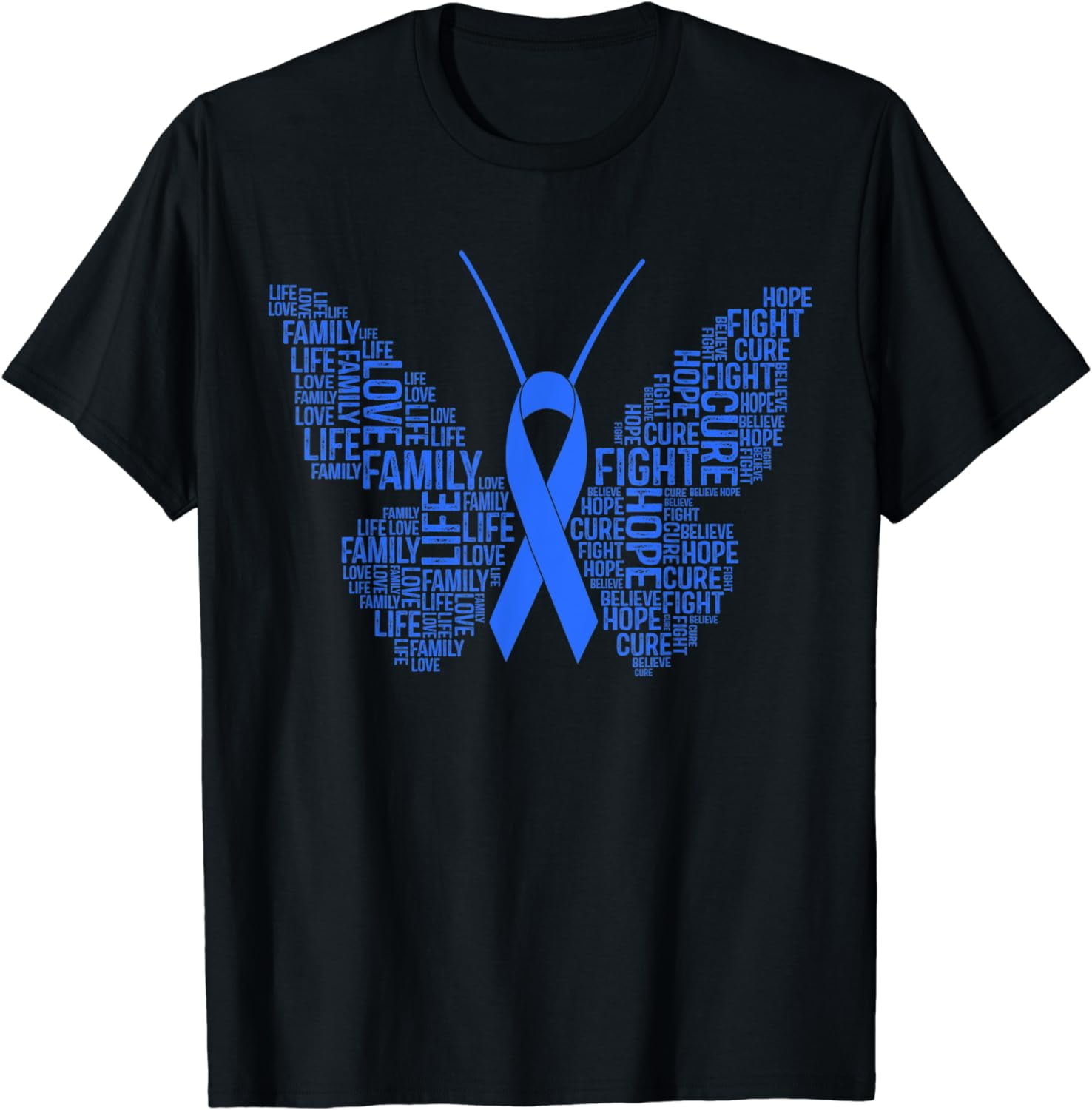 Awareness Blue Ribbon Shirt Fight Hope Cure Butterfly - Walmart.com