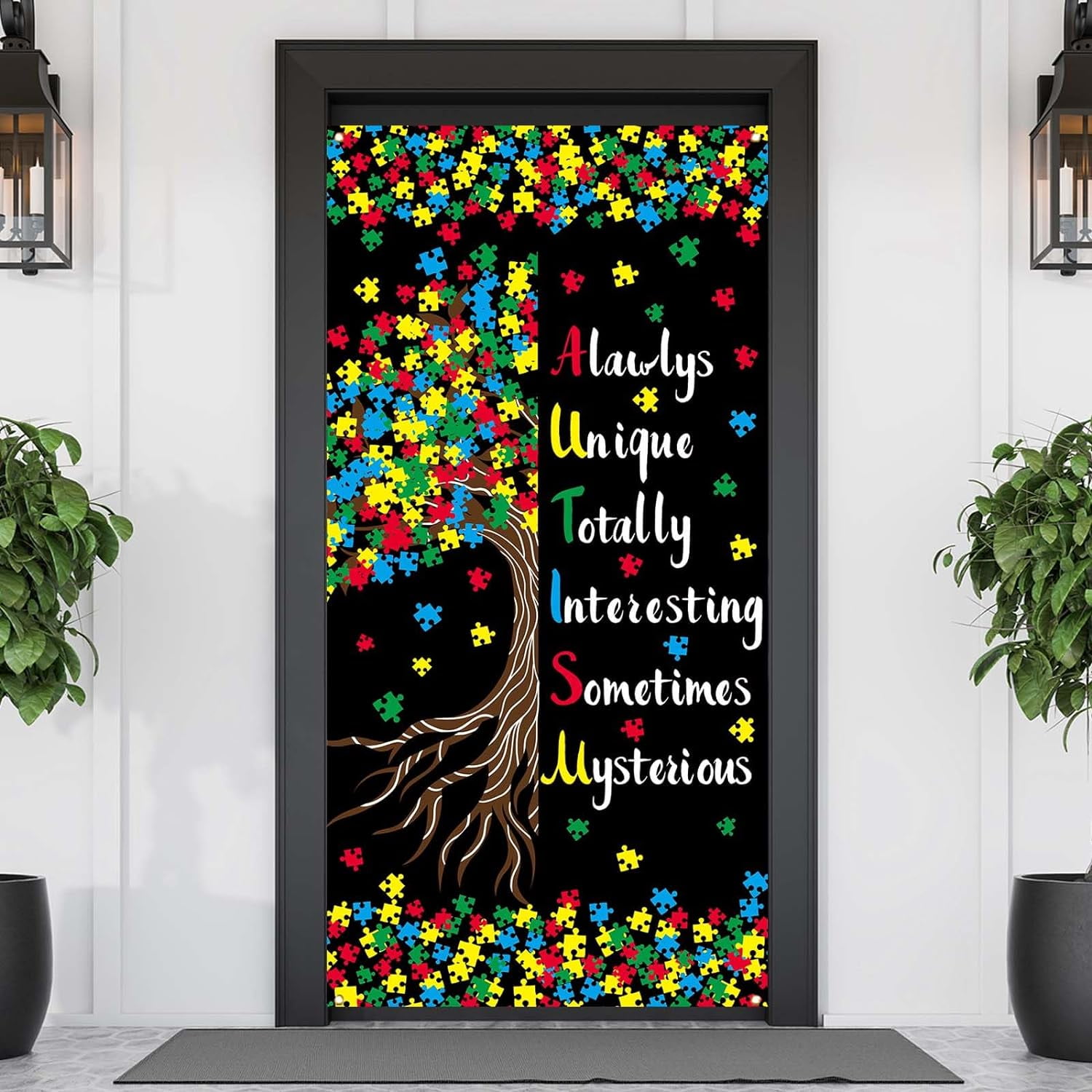 Awareness Door Cover Autism Awareness Month Decorations Jigsaw Puzzle ...