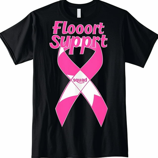 Awareness Pink Ribbon Floor Support Squad Vector Design Black T Shirt Women's Health Campaign ...