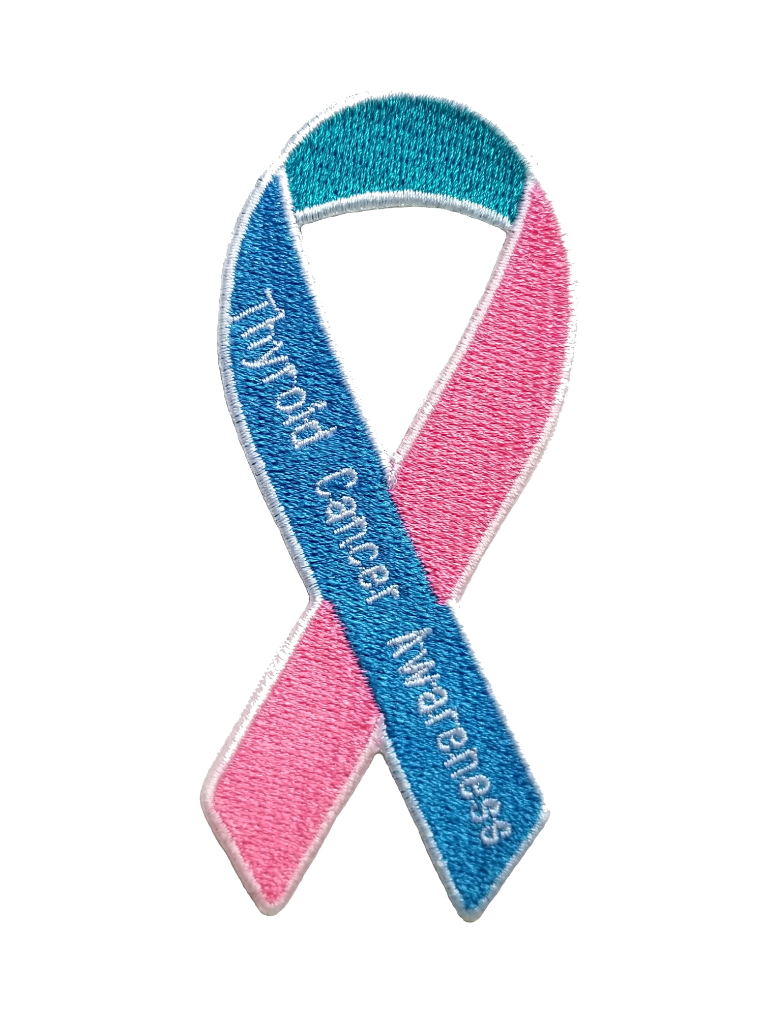 Awareness Ribbon Thyroid Cancer Embroidered Sew/Iron On Patch 3.75" x 1 ...