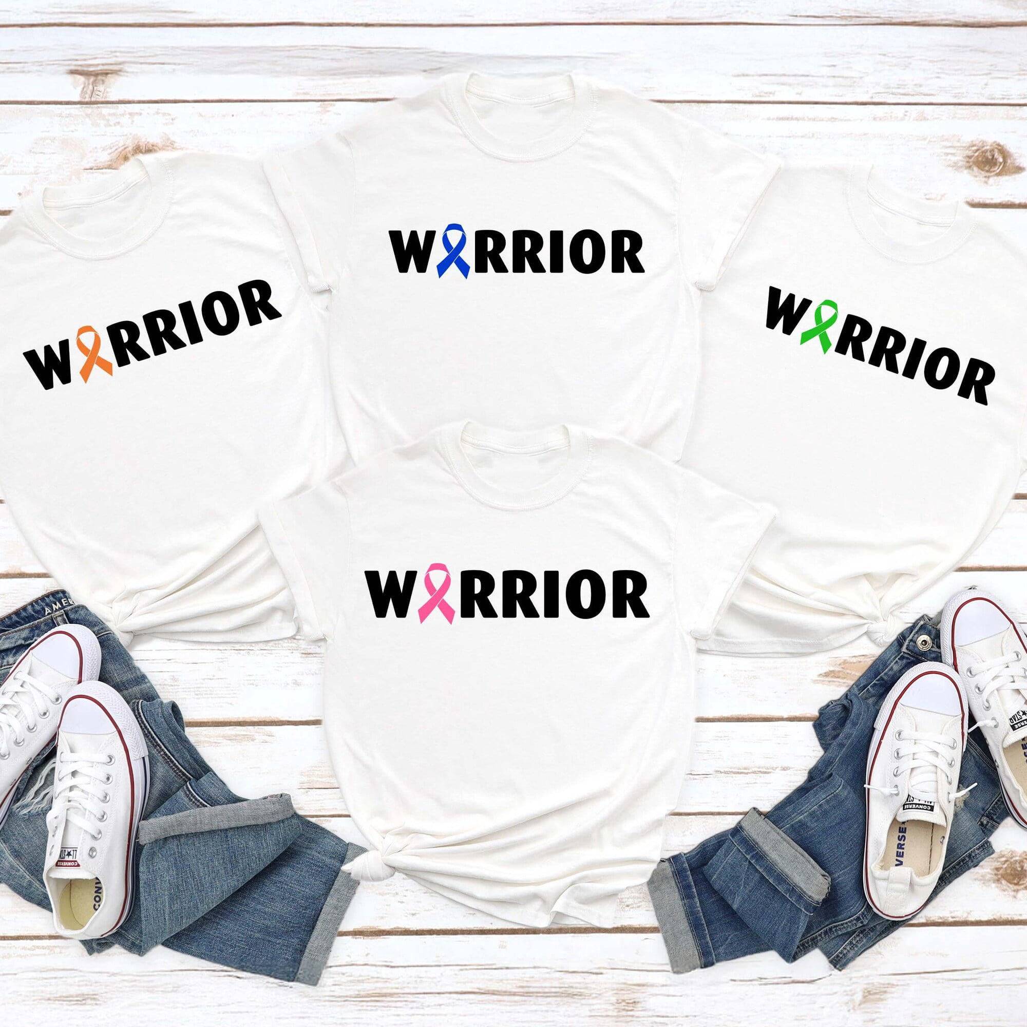 Awareness Ribbon Warrior Shirt Breast Cancer MS Leukemia Support ...