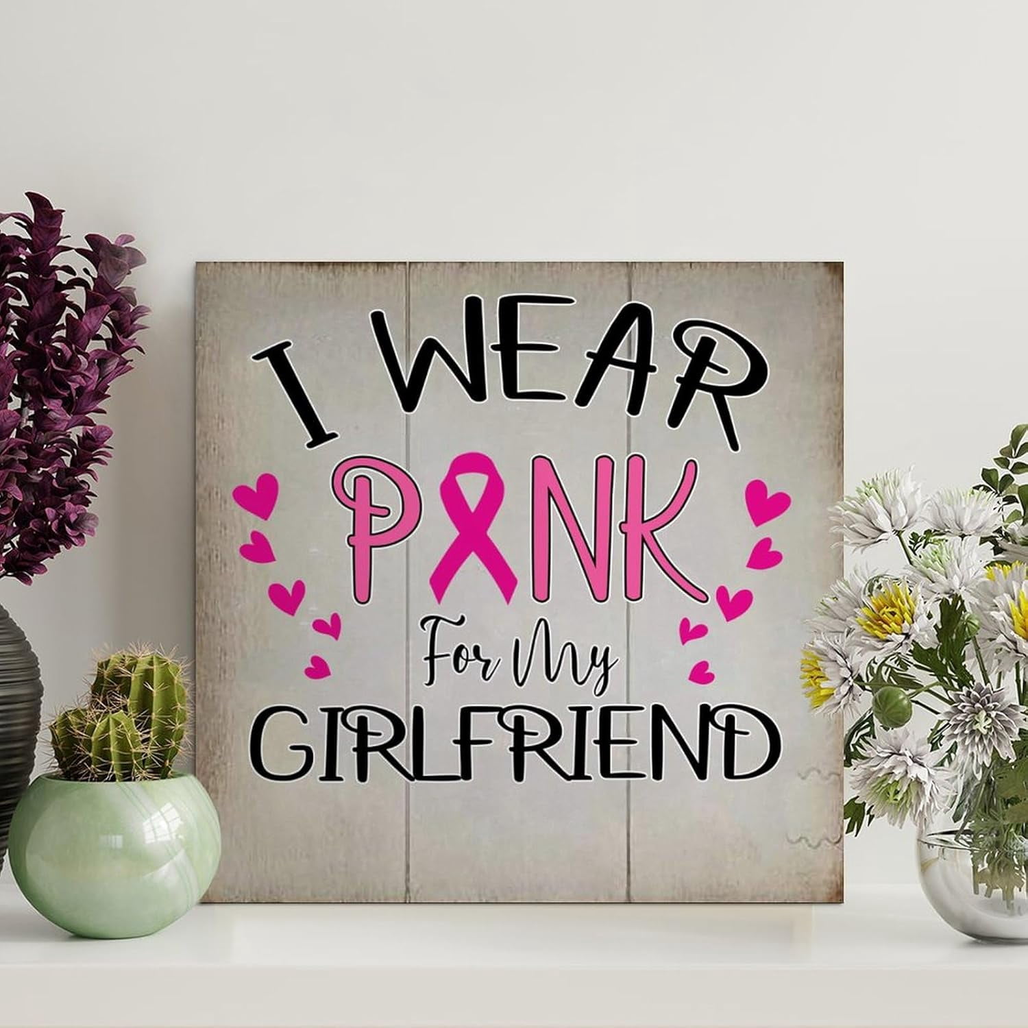 Awareness Ribbon Wooden Pallet Sign I Wear Pink for GIRLFRIEND Signs ...
