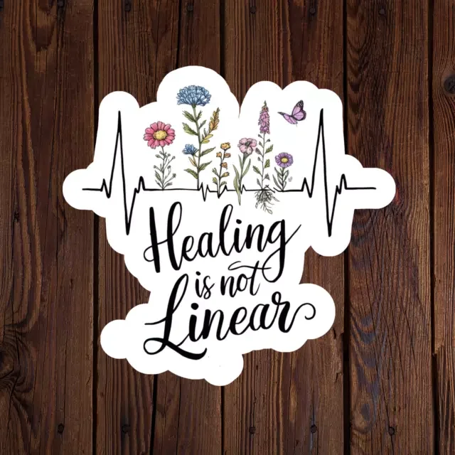 Awareness Sticker Anxiety Healing Is Not Linear Flower Sticker Phone ...