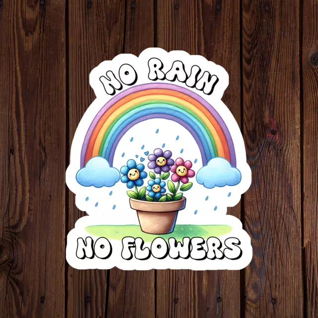 Awareness Sticker Anxiety No Rain No Flowers Sticker Phone Decal Water ...