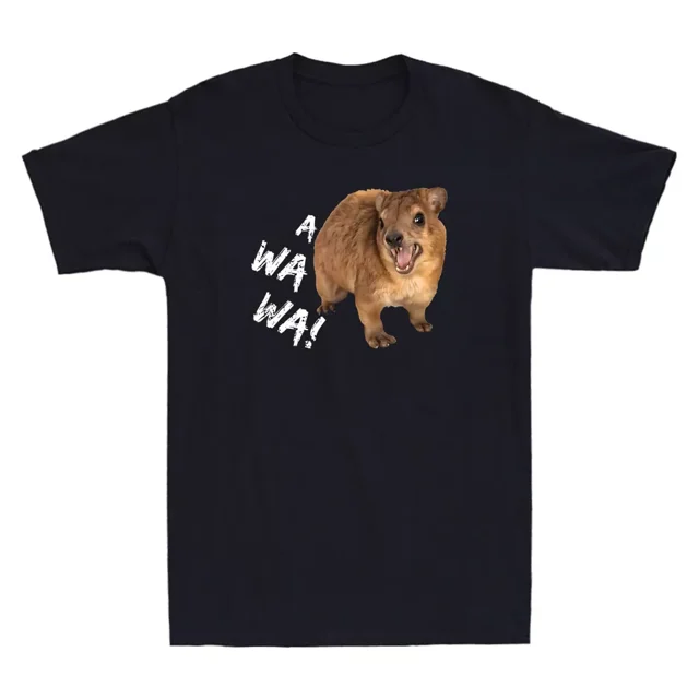 Awawa! Funny Angry Screaming Hyrax Animal Meme Retro Men's Short Sleeve ...