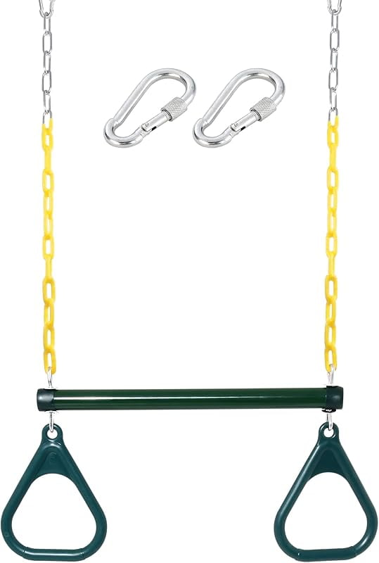 Away 18'' Trapeze Swing Bar Rings 48'' Heavy Duty Plastic Coated Chains ...