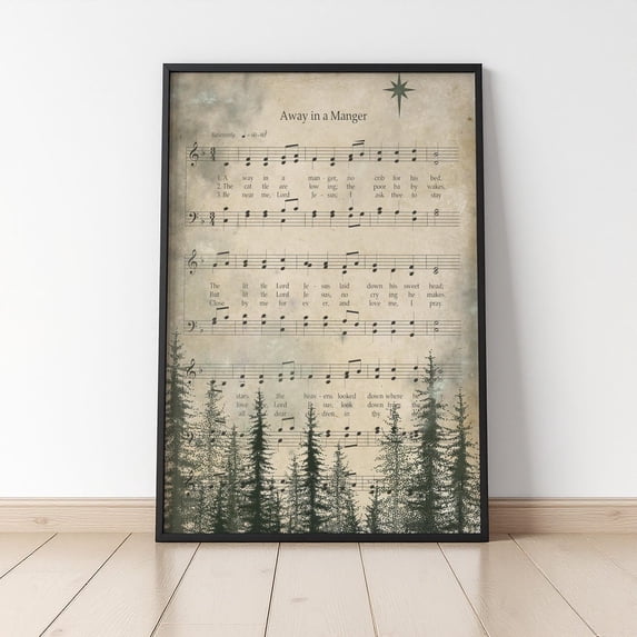 Away in a Manger Music Christmas Nativity Vintage Sheet Music Musical ...