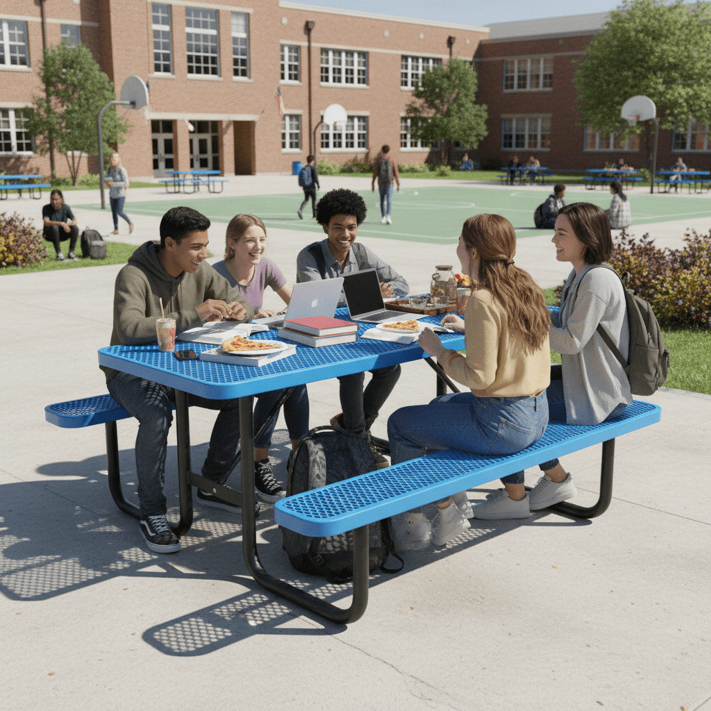AwayHome Outdoor 6FT Rectangular PIcnic Table Set with 2 Benches and ...