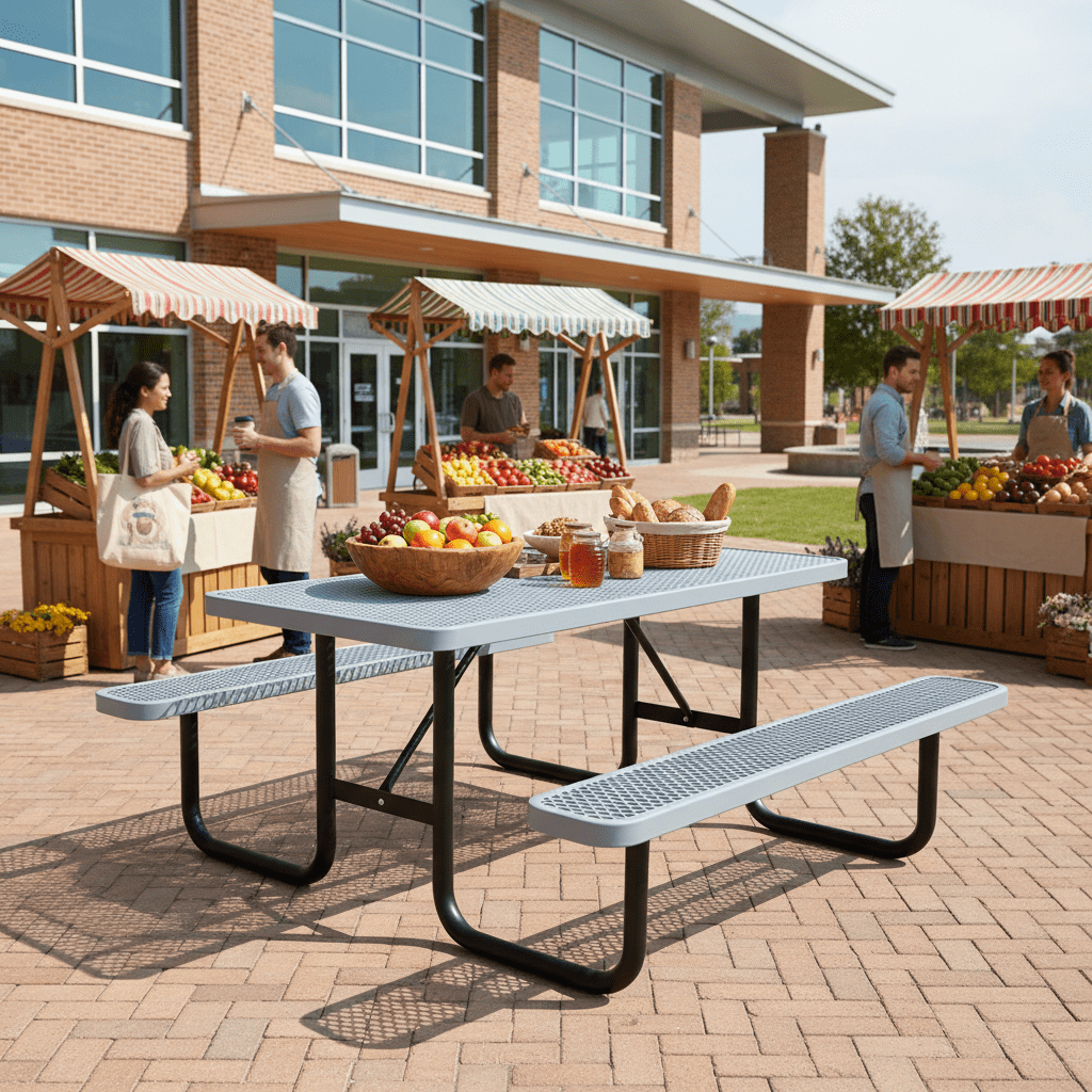 AwayHome Outdoor 6FT Rectangular PIcnic Table Set with 2 Benches and ...