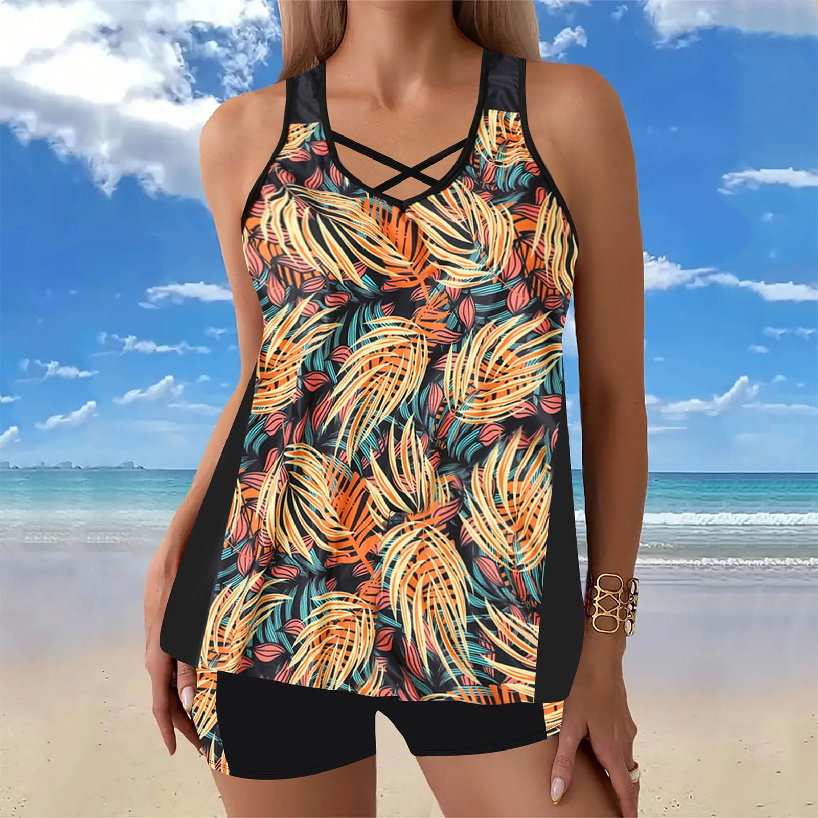 Awdenio 2 Piece Swimsuit for Women Tankini Swimsuits for Women Plus ...
