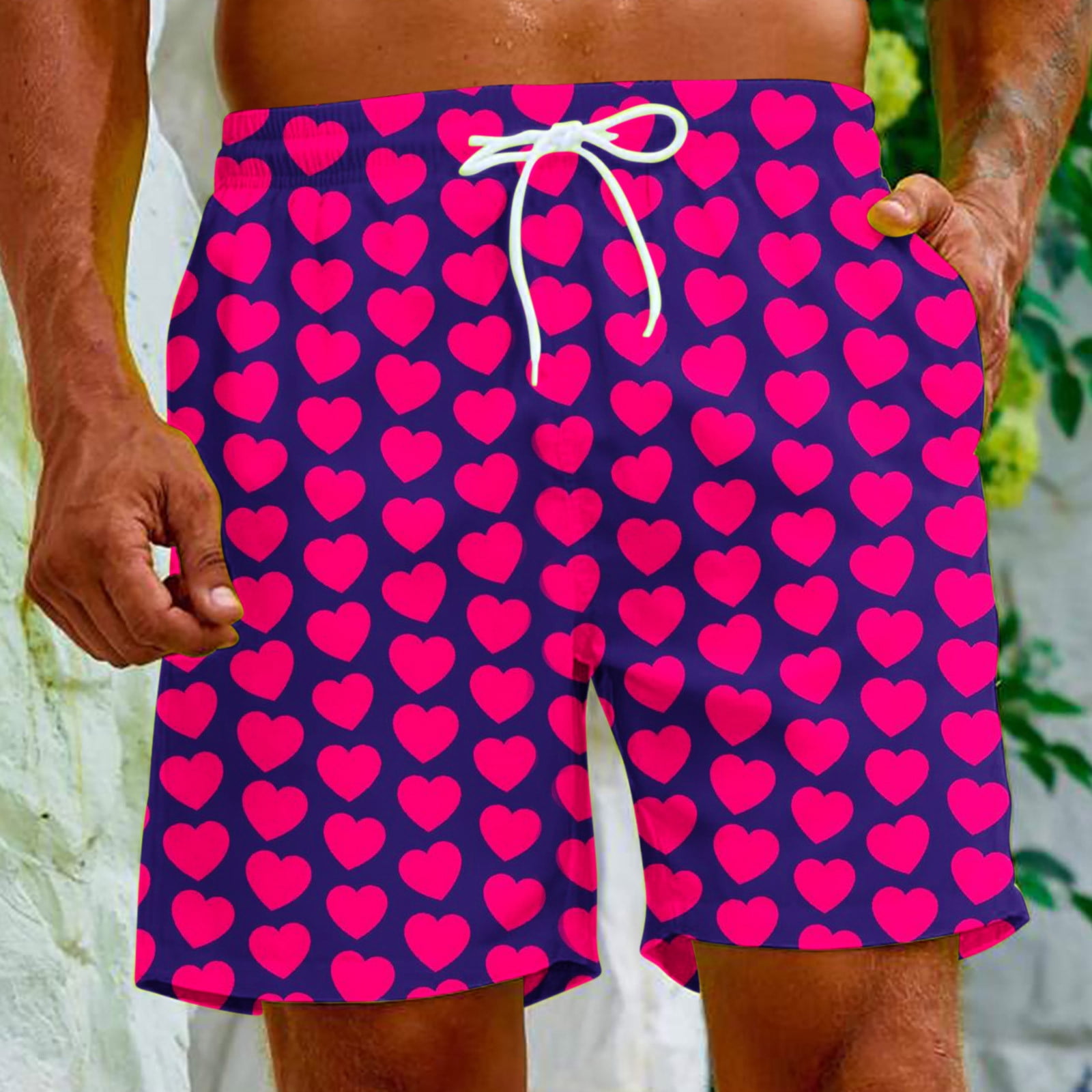 Awdenio Basketball Shorts Stylish Summer Swim Trunks Heart Print Quick ...