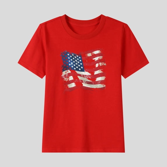 Awdenio Boys Girls Patriotic Tee American Flag Print Short Sleeve T ...