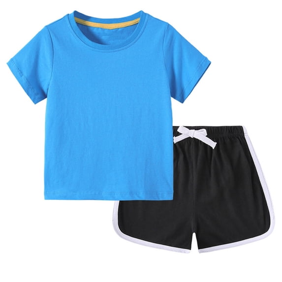 Awdenio Boys and Girls 2-Piece Summer Outfit, Short Sleeve Crew Neck ...