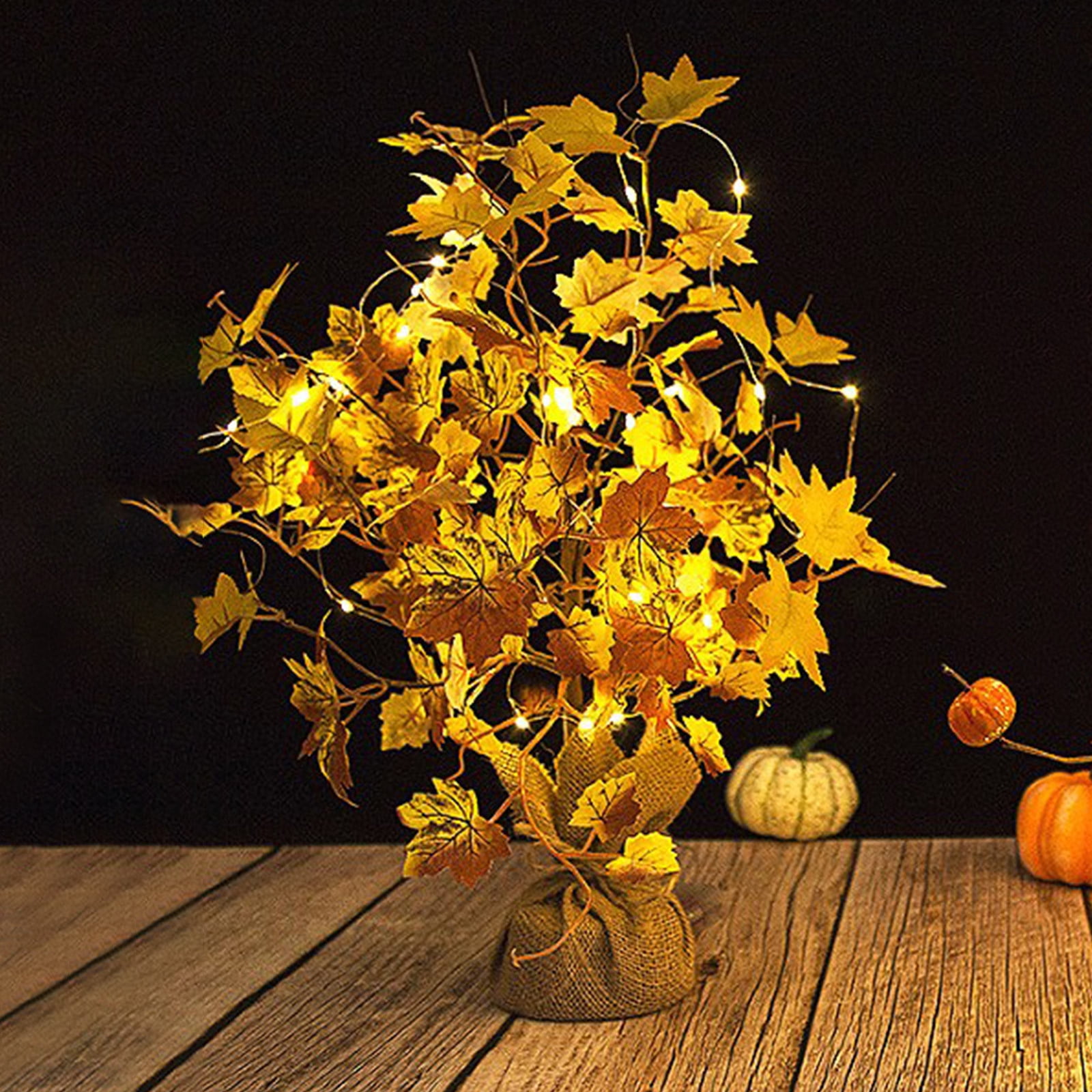 KIHOUT Fall Home Decor, 17.7ft Illuminated Fall Maple Tree with Warm ...