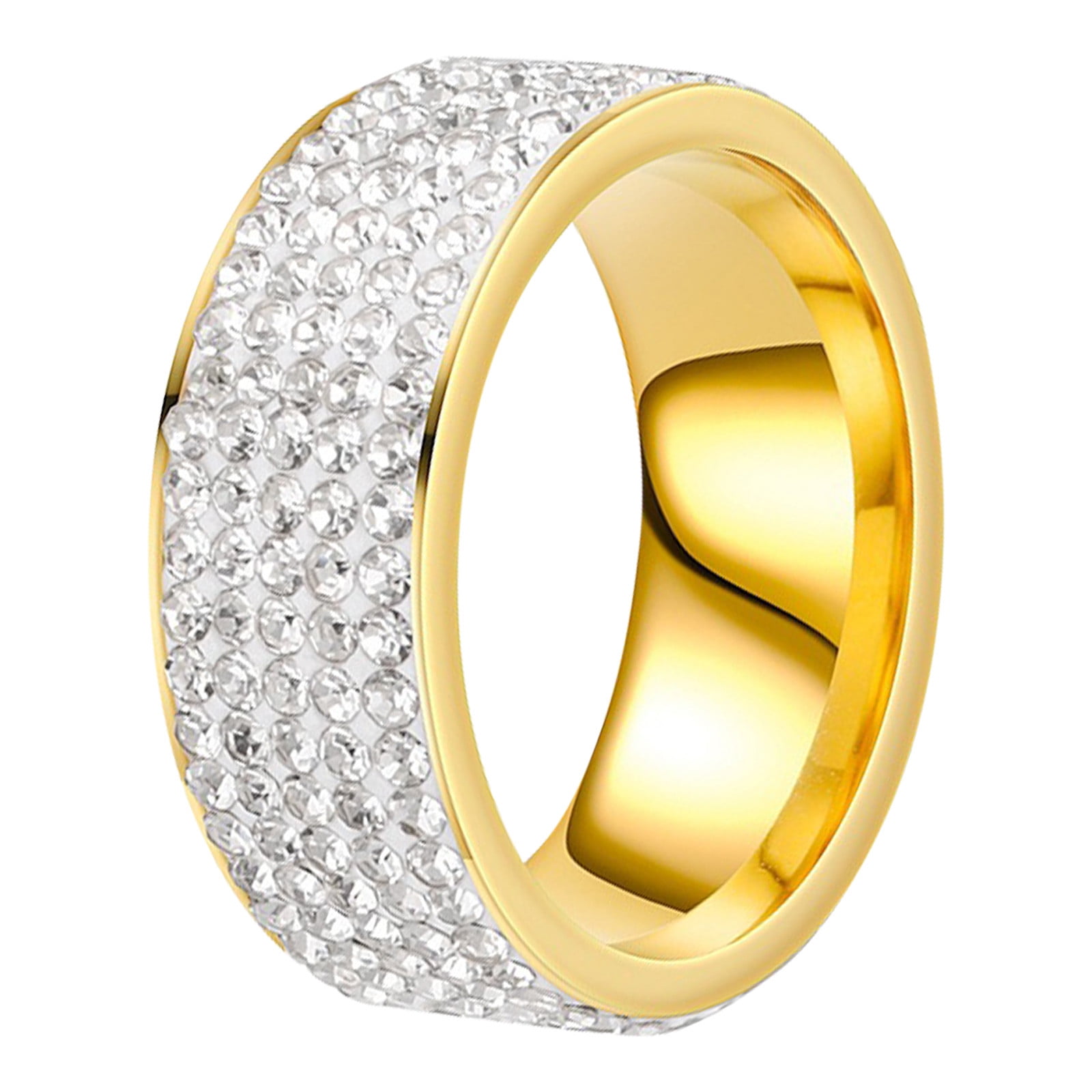 Awdenio Shiny Full Diamond Ring Five Rows Cubic Zirconia Rings CZ ...