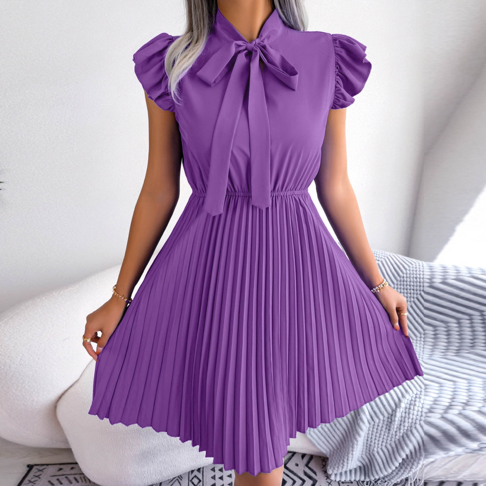 Awdenio Cocktail Dress for Women 2024, Women's Solid Round Neck Solid ...
