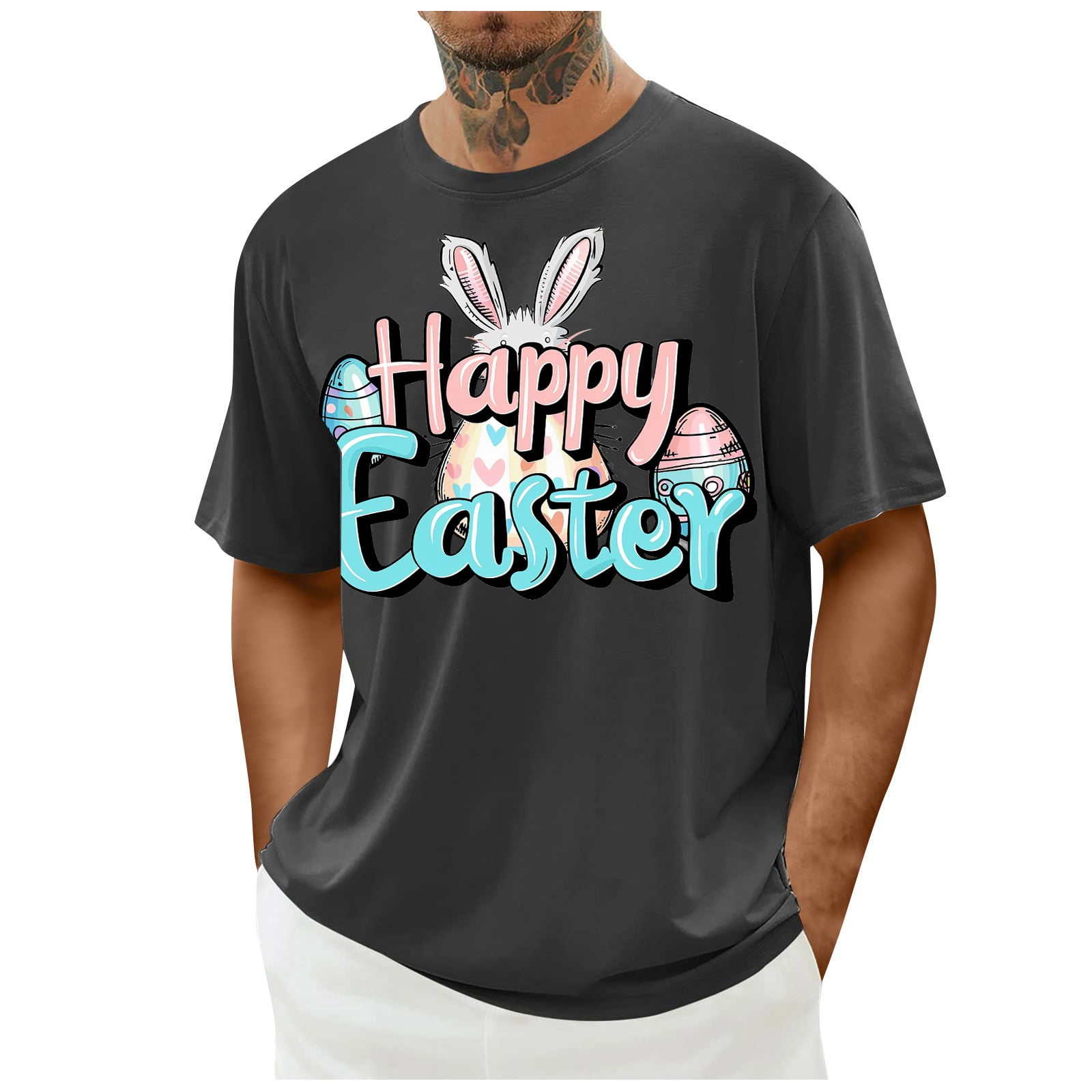 Awdenio Easter Shirts for Men Bunny Shirts Cute Rabbit Graphic Tee ...