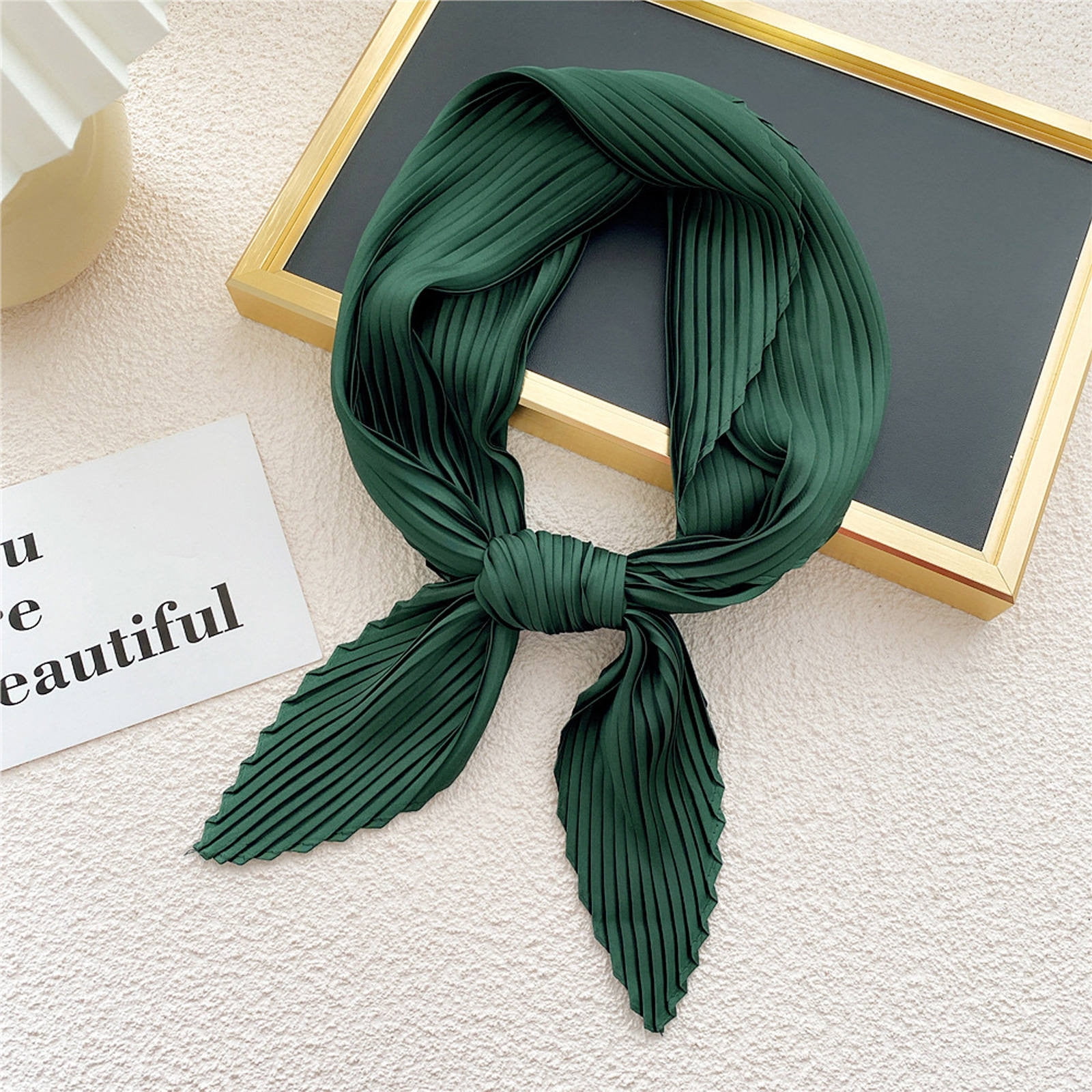 Awdenio Fashion Scarves Lightweight Pleated Solid Color Small Scarf ...