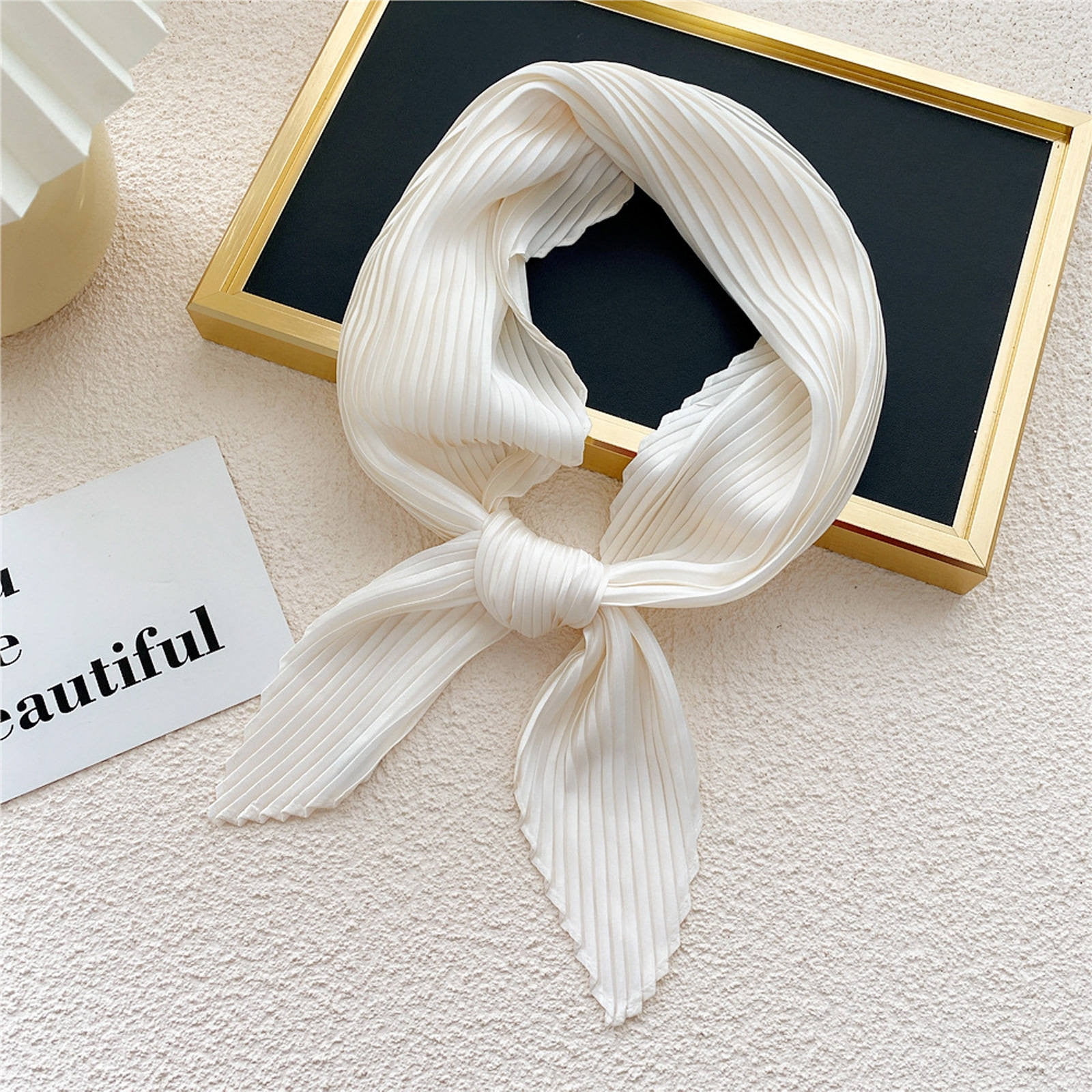Awdenio Fashion Scarves Lightweight Pleated Solid Color Small Scarf ...