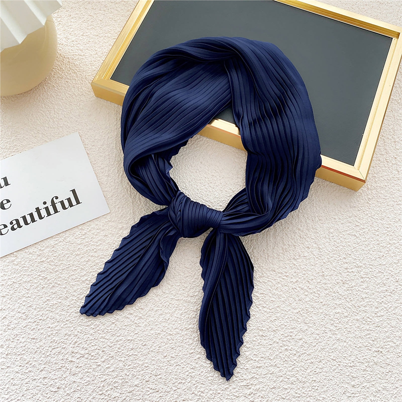 Awdenio Fashion Scarves Lightweight Pleated Solid Color Small Scarf ...