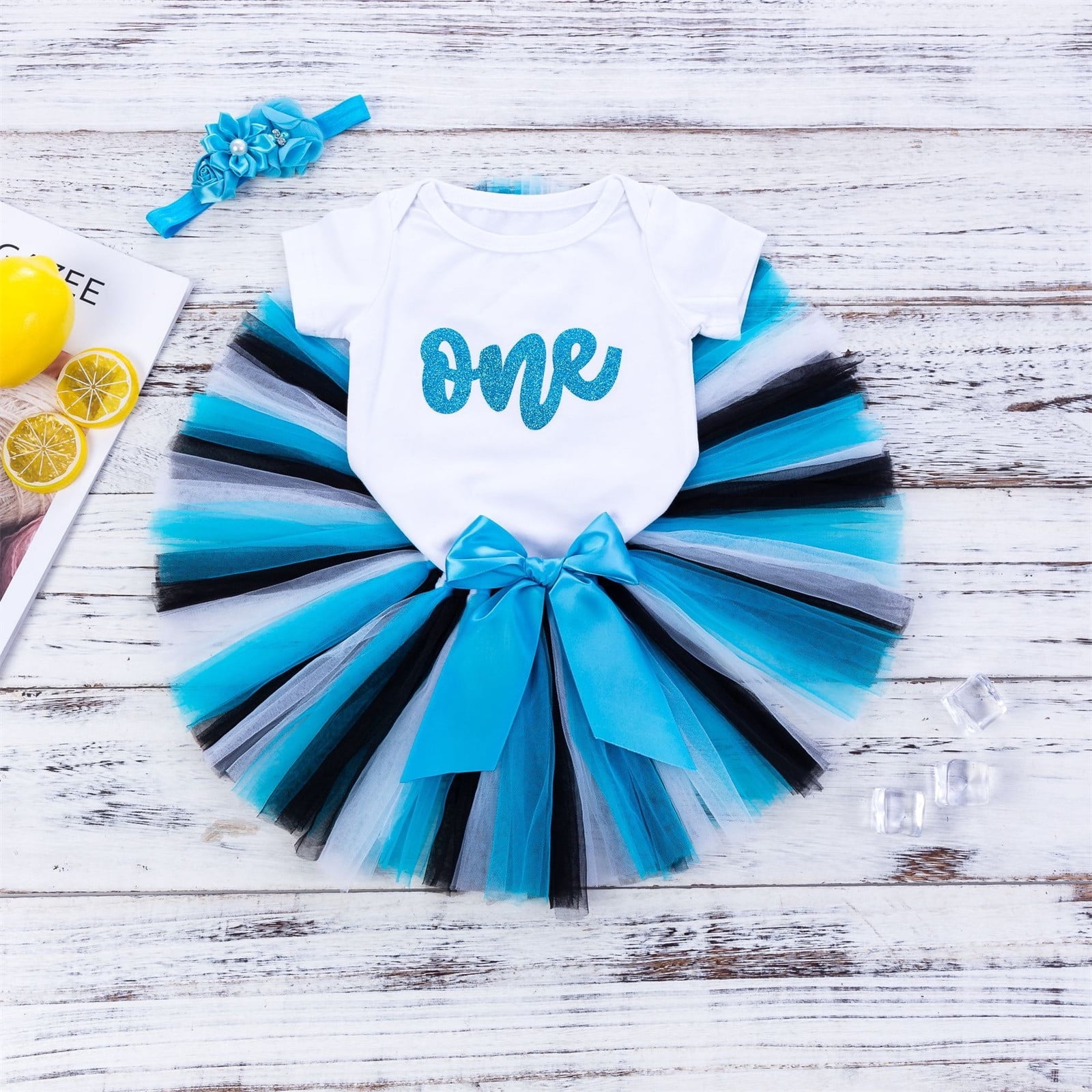 Awdenio Girls 3-Piece Birthday Outfit, Short Sleeve + Tulle Tutu Skirt ...