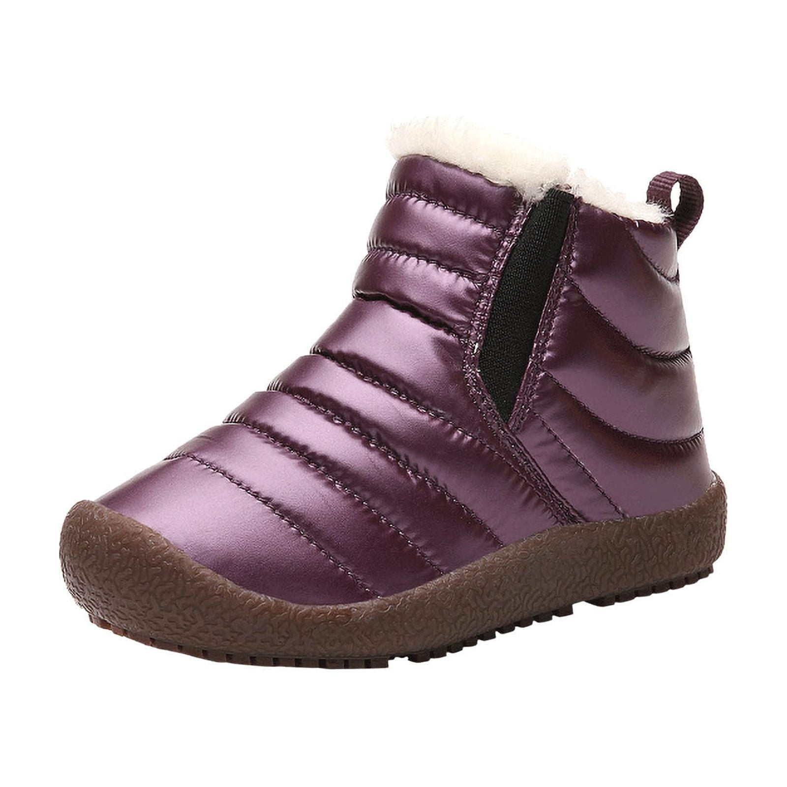 Awdenio Girls Boots Rubber Sole Snow Children Cotton Shoes Fleece ...