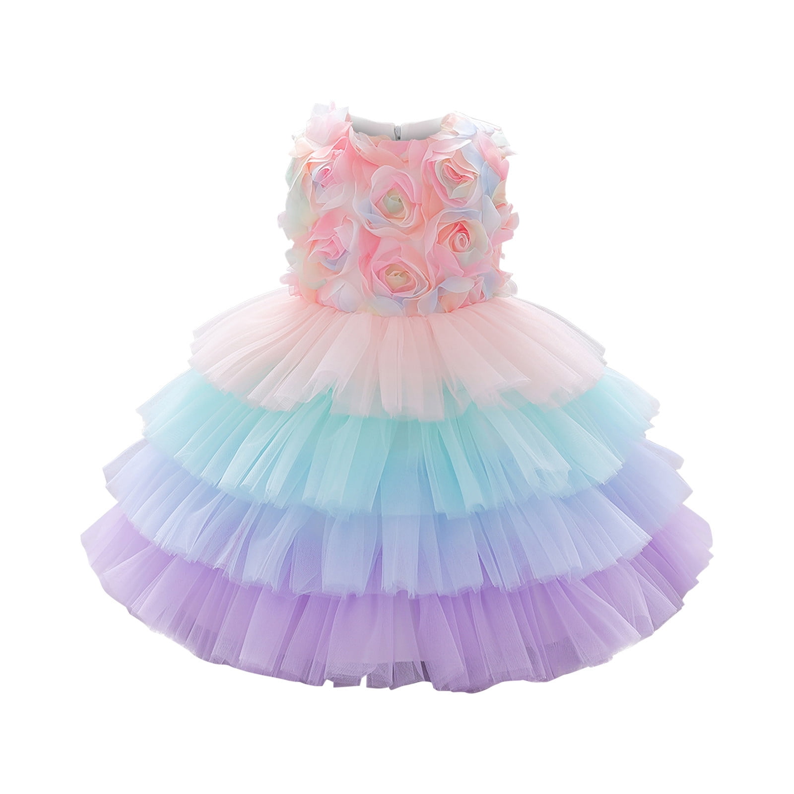Awdenio Girls Dresses Toddler Girls Gradient Color Net Yarn Mesh ...