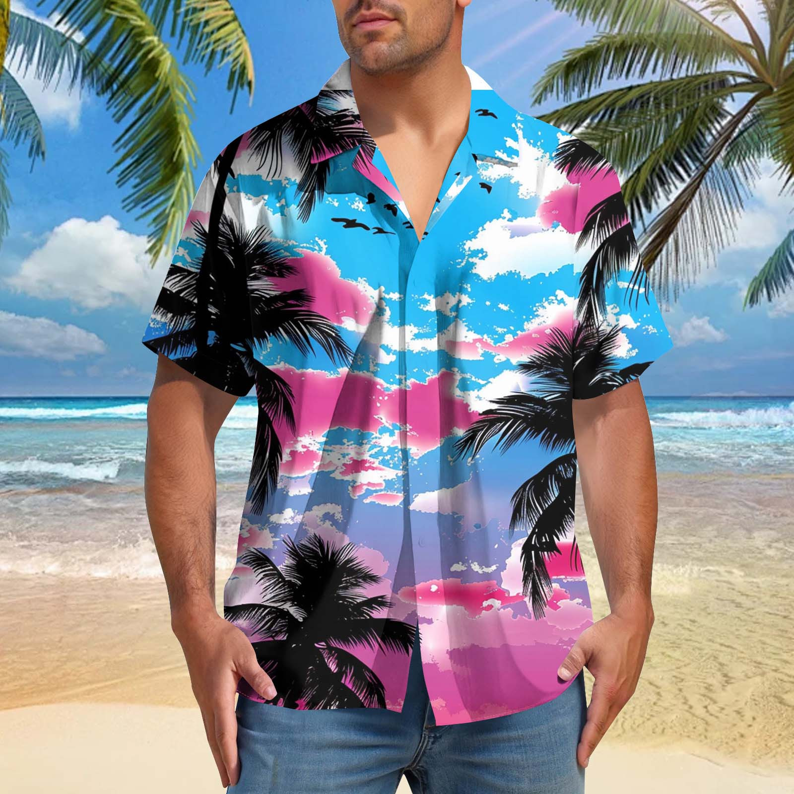 Awdenio Hawaiian Shirt for Men Button Down Short Sleeve Shirt Summer ...