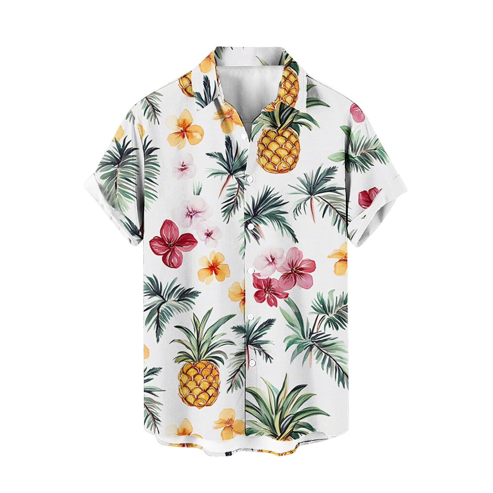 Awdenio Hawaiian Shirt for Men Flower/Pineapple/Bird Print Hawaiian ...
