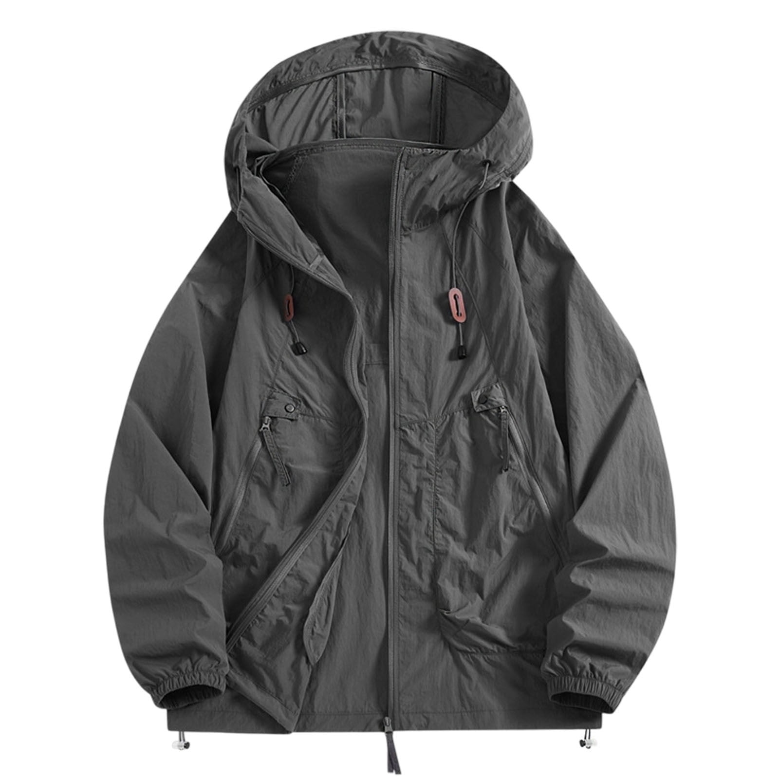 Awdenio Jackets for Men Casual Lightweight Hooded Easy-Care Zip-Up ...