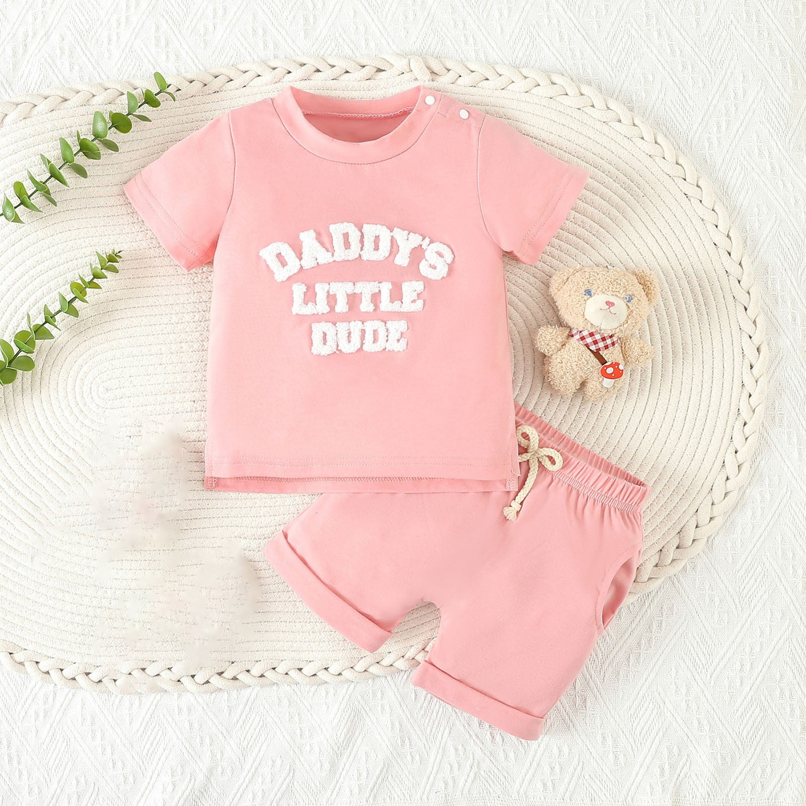 Awdenio Kids 2-Piece Casual Outfit, Short Sleeve Crew Neck Top ...