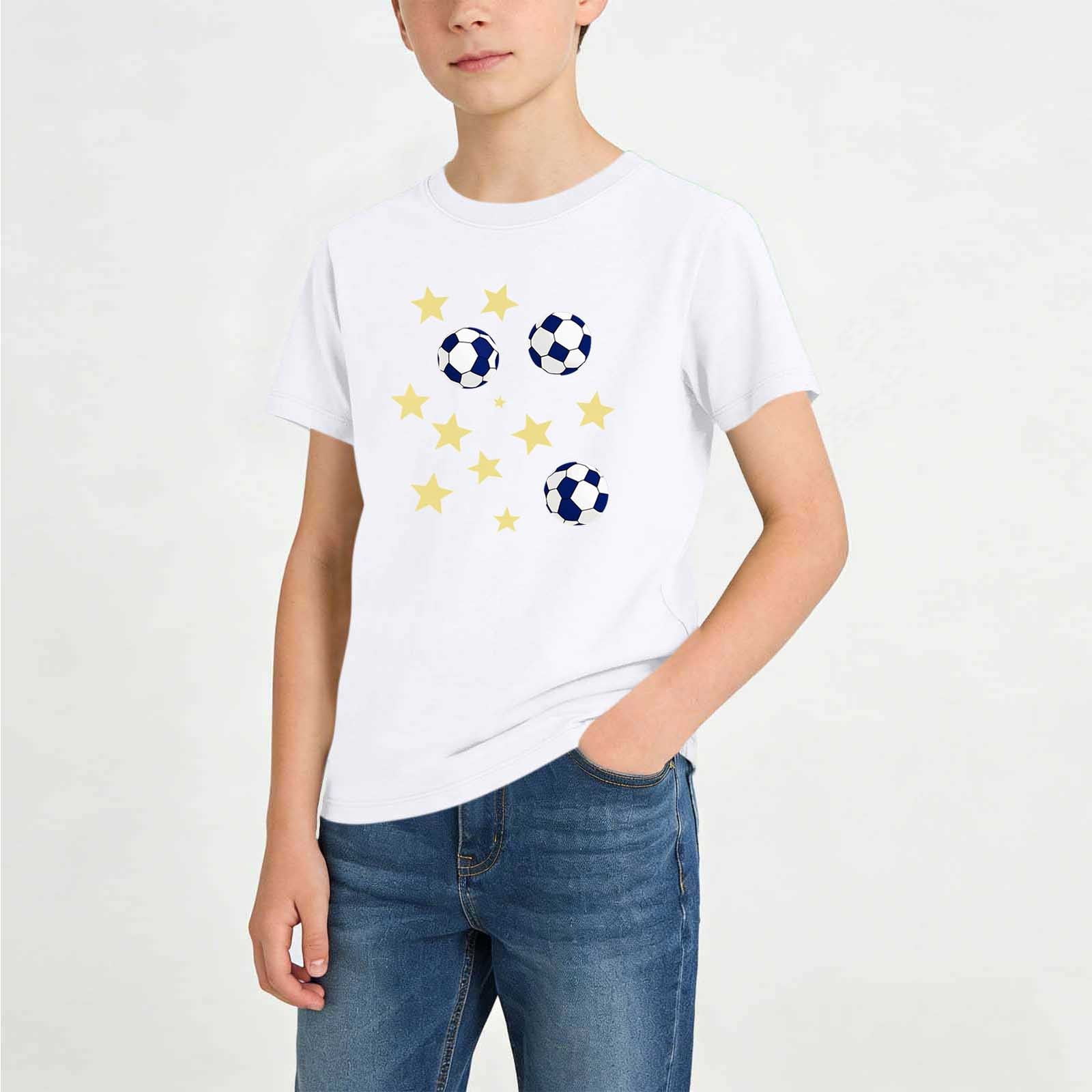 Awdenio Kids Casual Short Sleeve T-Shirt, Crew Neck Print Tee, Soft ...